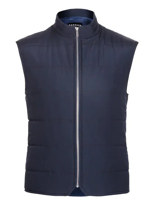 SERRAN LONDON Quilted Puffer Gilet - Blue