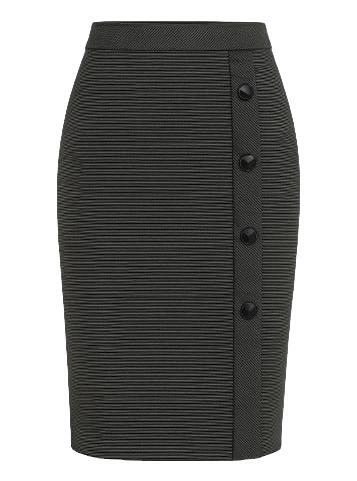 CONQUISTA Striped Stretch Knit Pencil Skirt - Grey