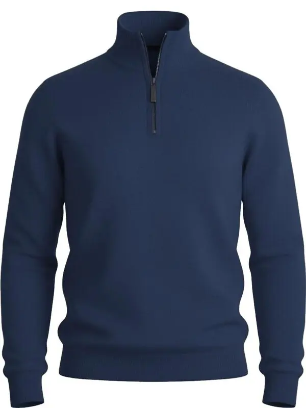 LINDSAY NICHOLAS NEW YORK Drew Quarter Zip Sweater - Blue