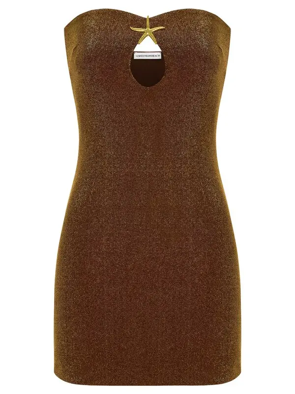 SOIRÉE MIAMI BEACH Sofia Lurex Dress With Starfish Accent - Brown