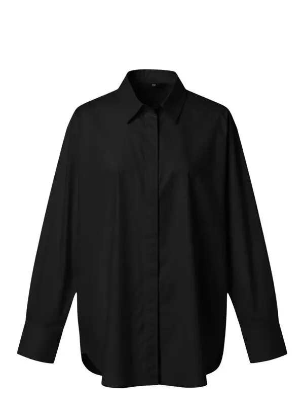 LINDSAY NICHOLAS NEW YORK Marcia Oversized Cotton Poplin Shirt - Black