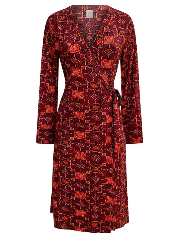 WHY MARY Moroccan Sunset Print Wrap Dress - Orange