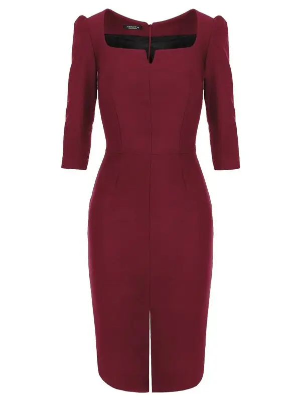 AVENUE N°29 Burgundy Midi Dress With Front Slit - Red