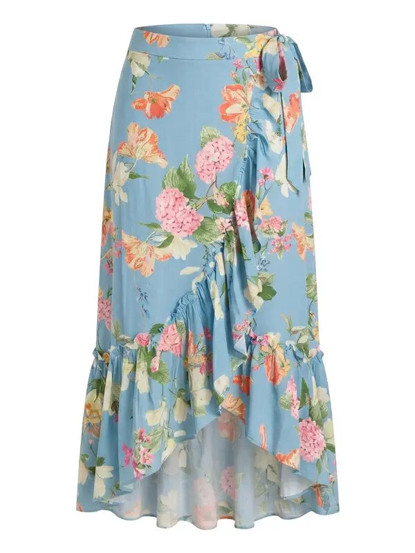 Yumi Kim Floral Print Wrap Midi Skirt - Blue
