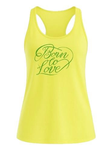 CONQUISTA Racer Back Print Top - Yellow