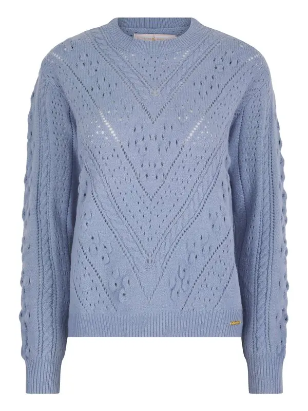 HORTONS ENGLAND Newquay Pointelle Knit Jumper - Blue