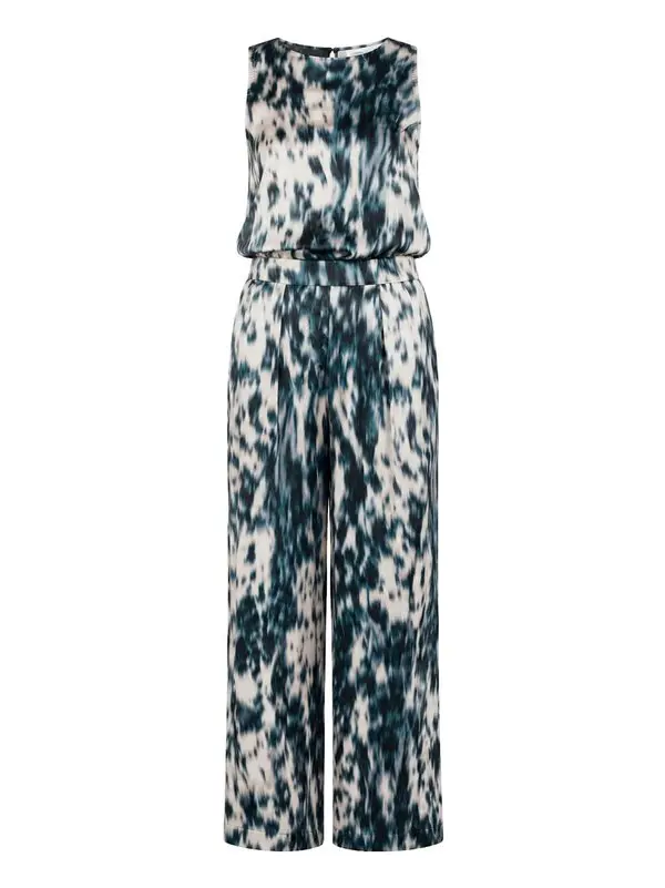 OH!ZUZA NIGHT&DAY Echo Set: Satin Viscose Top & Wide Leg Trousers - Blue