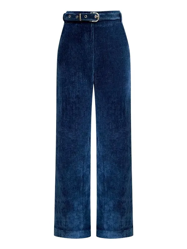 WHY MARY Odessa Stretch Corduroy High Waisted Pants - Blue