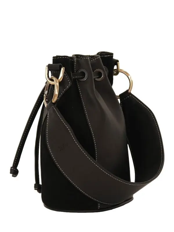 NARO PARIS L’intrépide Micro Bucket Bag In Smooth Leather And Suede - Black