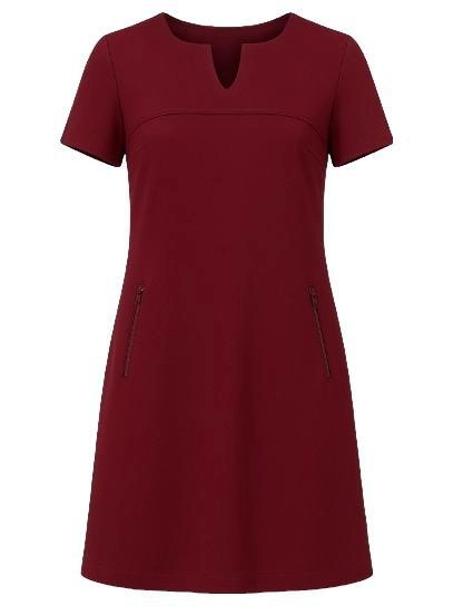 CONQUISTA Stretch Punto Di Roma Fabric Sack Dress - Red