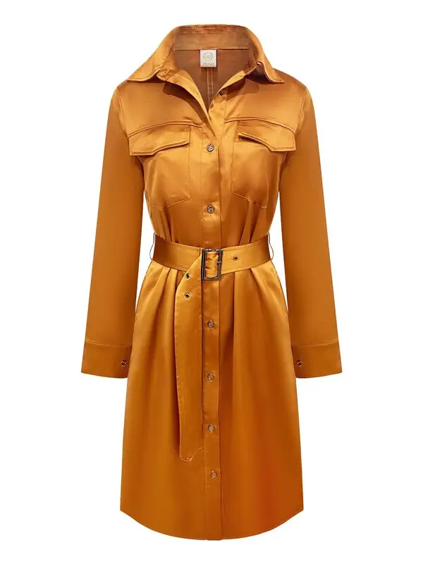 WHY MARY Jackie Trench Coat Dress - Orange