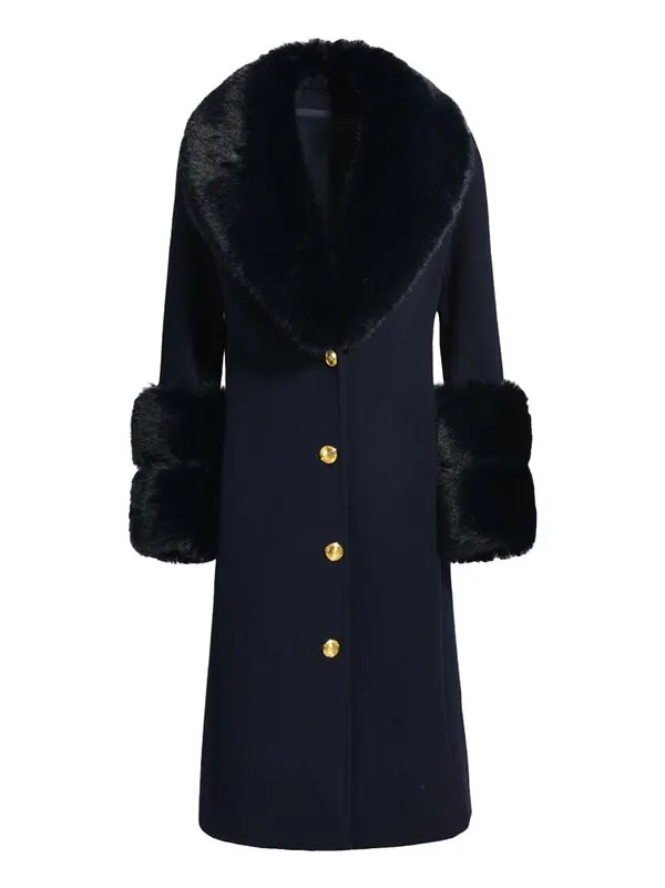 HORTONS ENGLAND Huntley Cashmere Coat Navy - Blue