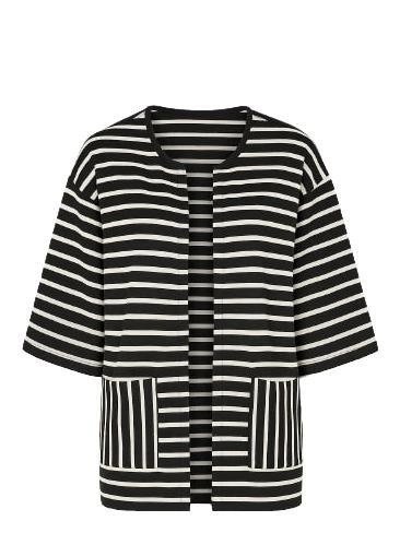 CONQUISTA Stripe Pocket Detail Cardigan - Black