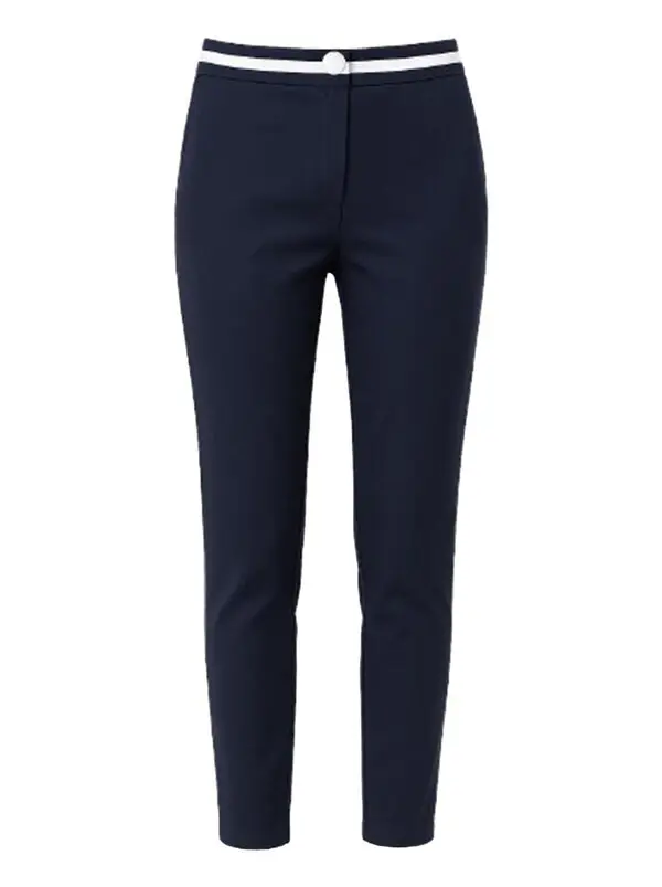 CONQUISTA Fitted Pants With Contrast Waistband Stripe - Blue