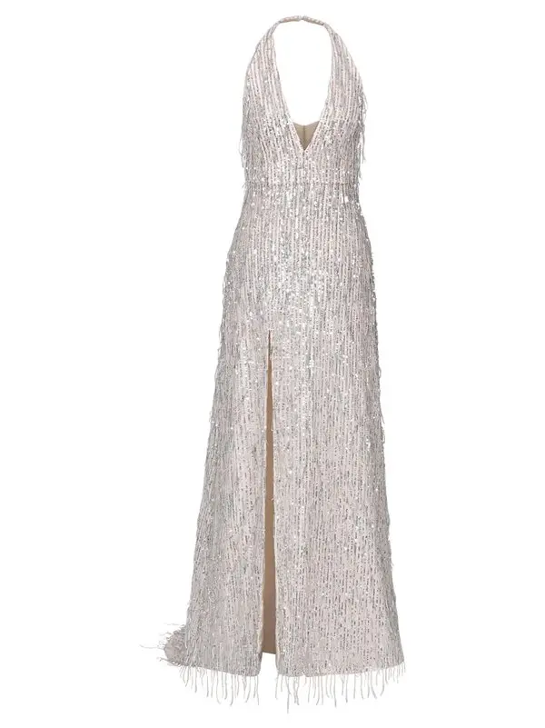 ANSE VICTORIN Diana Sequin Halterneck Gown - Silver