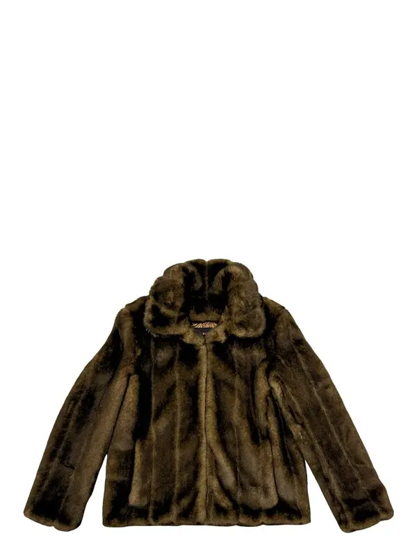 LINDSAY NICHOLAS NEW YORK Short Faux Fur Coat In Mink - Brown