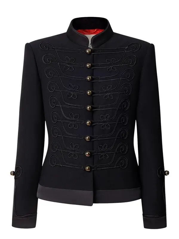 THE EXTREME COLLECTION Embroidered Military Jacket - Black