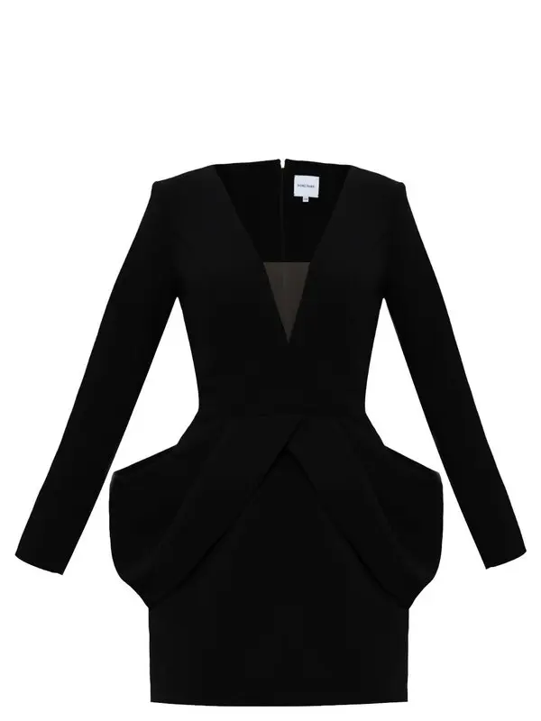 NOMI FAME Madonna Deep V Neck Mini Dress - Black