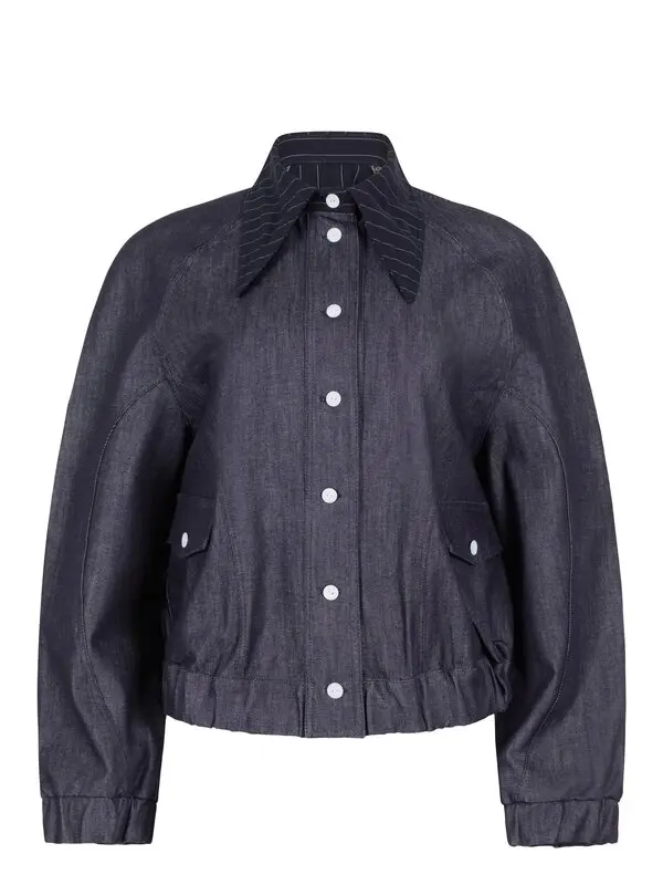 BELKYS STUDIO Brooke Denim Bomber Jacket - Blue