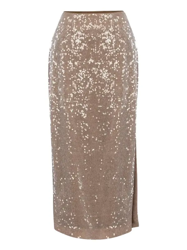 ELSAVA Lume Sequin Skirt - Silver