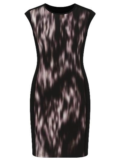 CONQUISTA Sleeveless Abstract Print Dress - Black