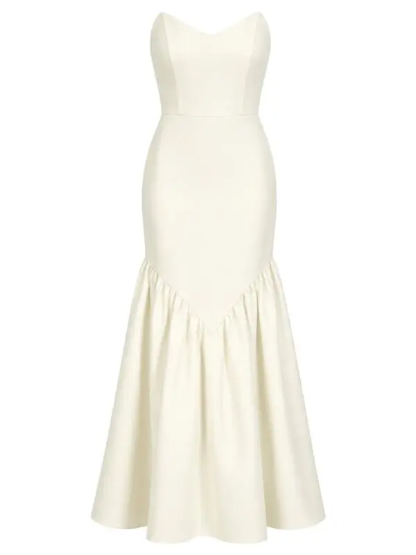 NOMI FAME Siren Creamy Strapless Corset Mermaid Gown - White