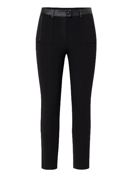 CONQUISTA Mid Rise Jeggings With Faux Leather Detail - Black