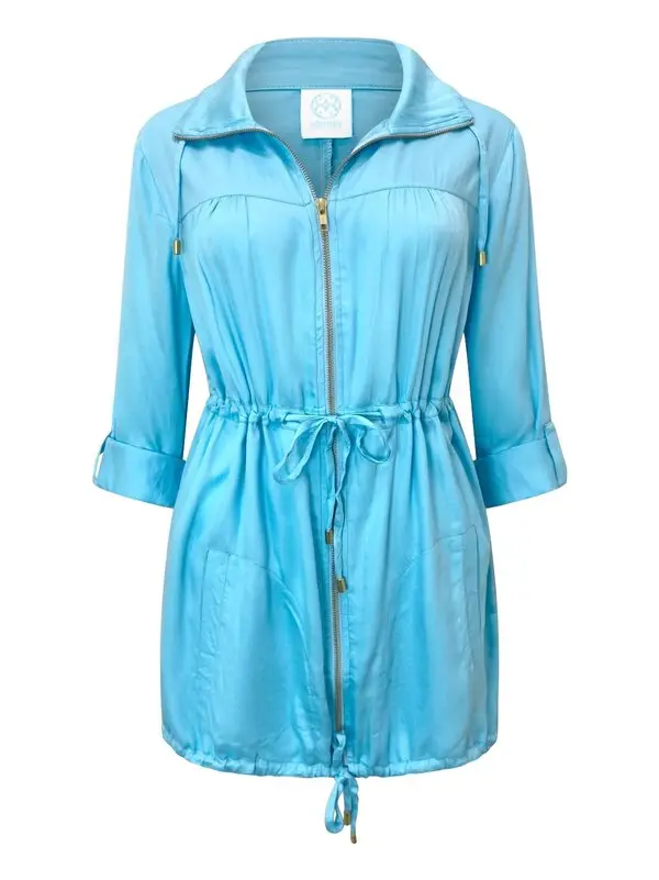 WHY MARY Aqua Lightweight Parker Jacket - Blue