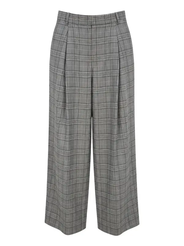 LINDSAY NICHOLAS NEW YORK Plaid Wide-leg Trousers - Grey