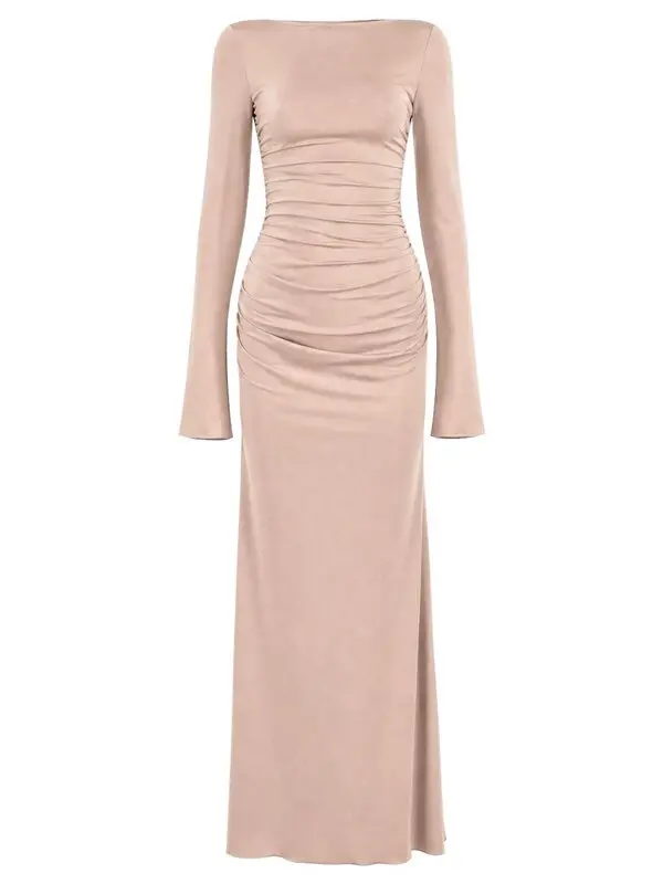 ALOMA STUDIO Lueur Maxi Jersey Dress With Open Back - Gold