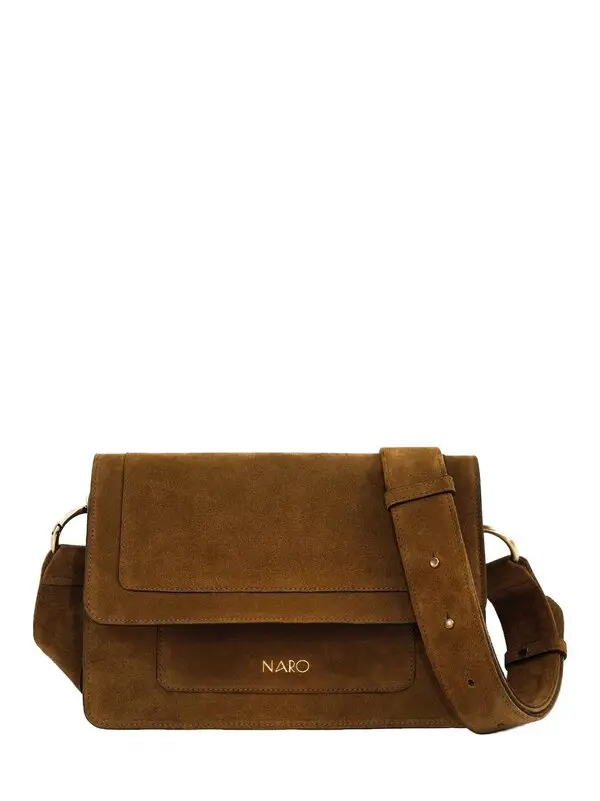 NARO PARIS Séducteur Tabaco Suede Baguette Bag - Brown