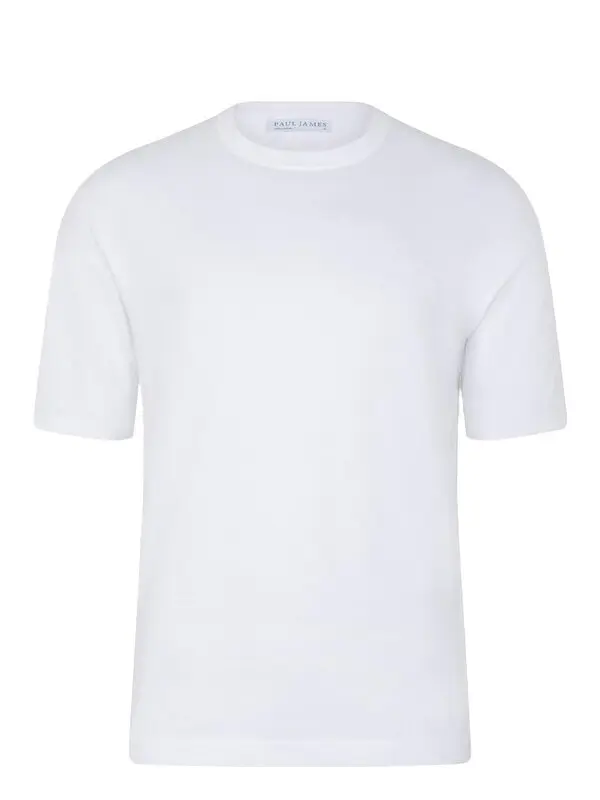PAUL JAMES KNITWEAR Ultra Fine Cotton Silass Oversized Knitted T-shirt - White