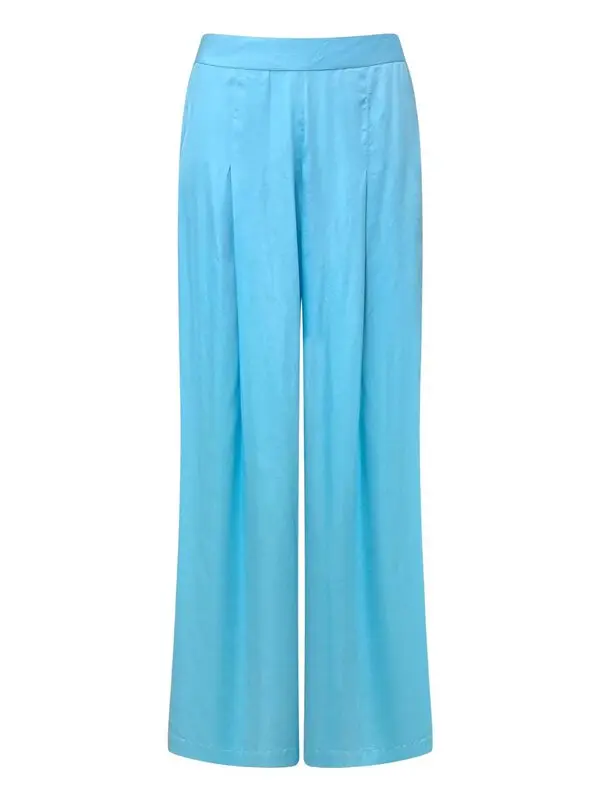 WHY MARY Aqua Low Rise Palazzo Pants - Blue