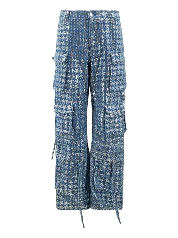 MAUI X LOLITA Kelly Sequin Cargo Denim Pants Sapphire - Blue