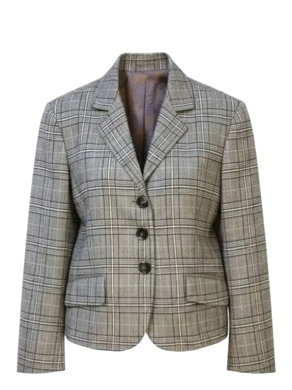LINDSAY NICHOLAS NEW YORK Plaid Cropped Jacket - Grey