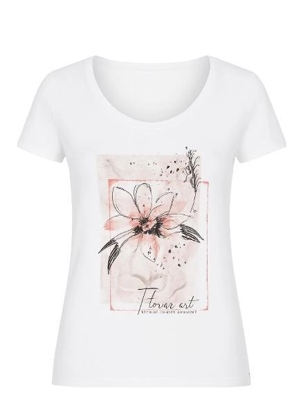 CONQUISTA Short Sleeve Top With Multicoloured Print Detail - Yellow