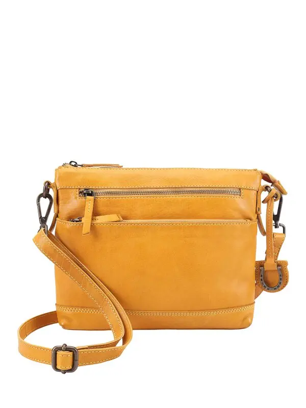 LLOYD BAKER Dimitra Washed Leather Crossbody Bag - Yellow