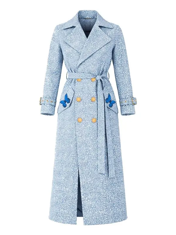 MAUI X LOLITA Tiara Long Denim Trench Coat - Blue