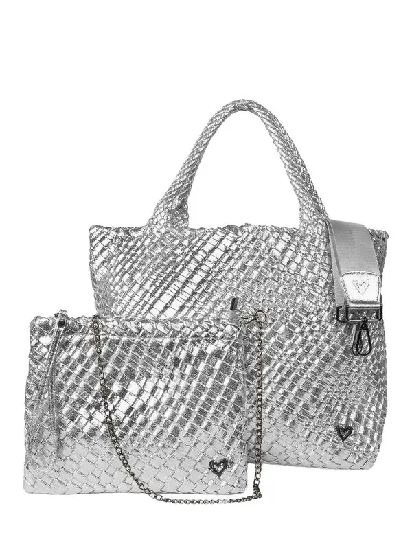 PRENELOVE London Large Woven Tote - Silver