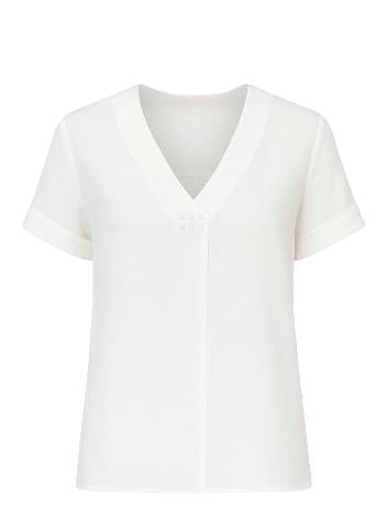 CONQUISTA V-neck Top With Metallic Motif - White