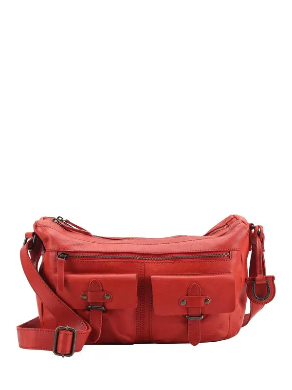 LLOYD BAKER Loulia Washed Leather Crossbody Bag - Red