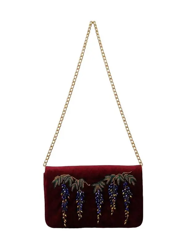 ARTEMIS MUSE Wisteria Wine Embellished Bag - Red