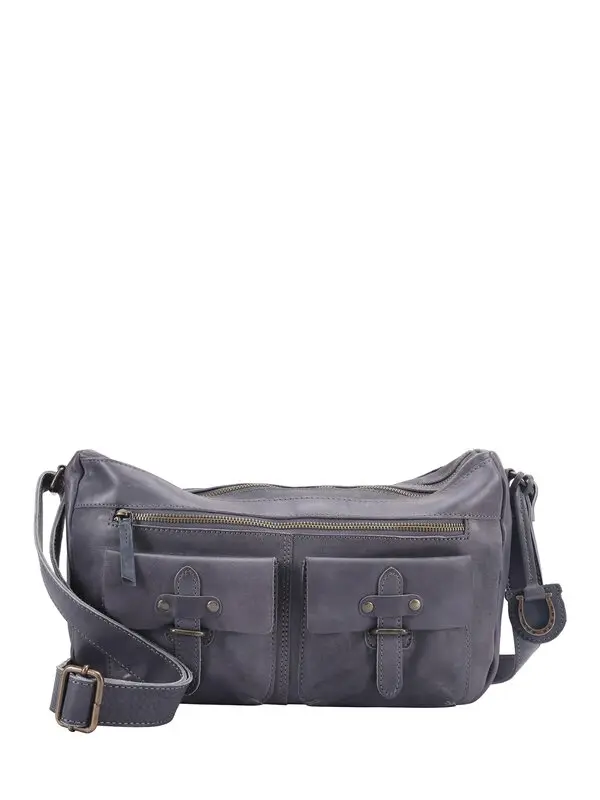 LLOYD BAKER Loulia Washed Leather Crossbody Bag - Grey