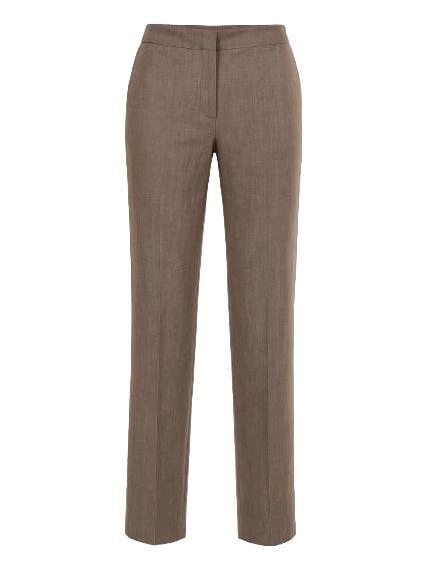 CONQUISTA Linen Wide Leg Trousers - Brown
