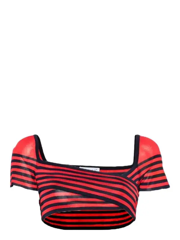 Celine 2000s Striped Cropped Top - Red
