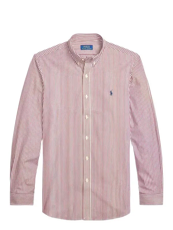 Polo Ralph Lauren Slim Fit Striped Stretch Poplin Shirt - Red