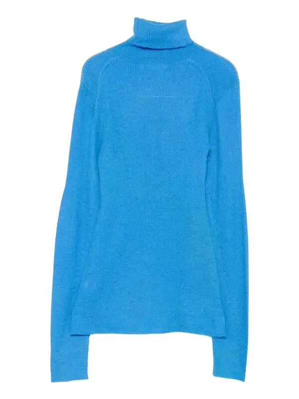 6397 Ribbed Roll-neck Sweater - Blue