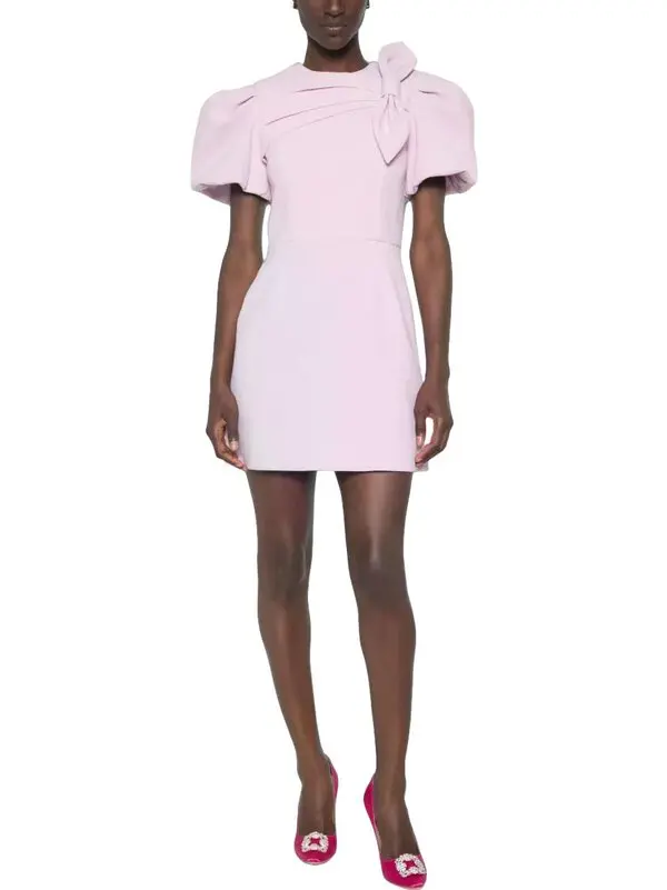 Rebecca Vallance Yolanda Bow Detail Puff Sleeve Mini Dress - Purple