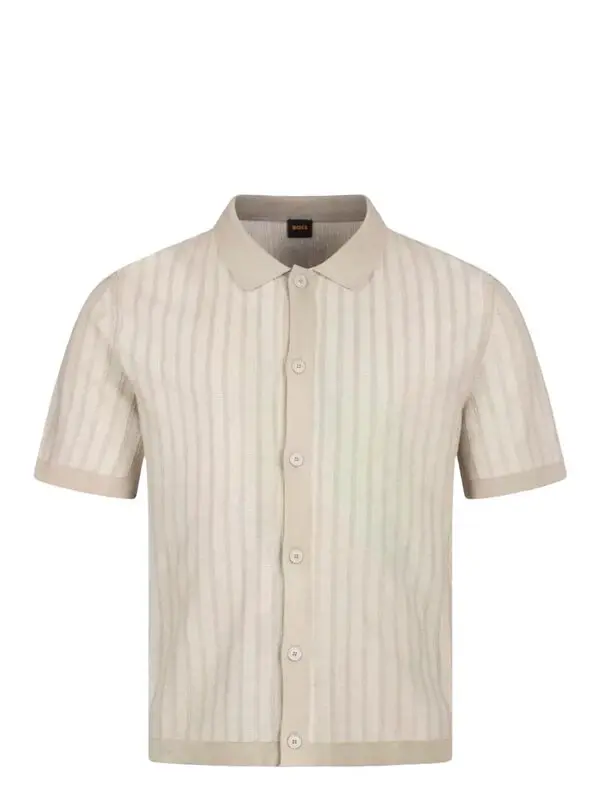 BOSS Ribbed-knit Short-sleeve Cardigan - Neutrals