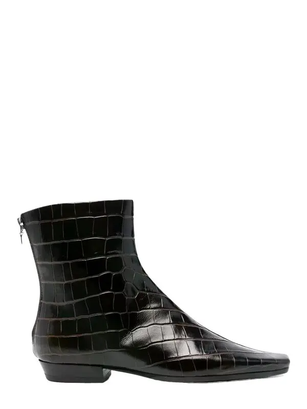 TOTEME Western Crocodile-effect Boots - Brown